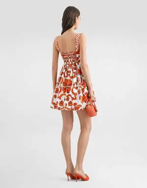 Dolce & Gabbana Majolica-print Poplin Short Dress