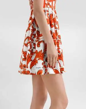 Dolce & Gabbana Majolica-print Poplin Short Dress