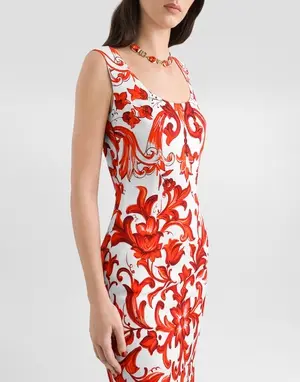 Dolce & Gabbana Majolica-print Charmeuse Dress