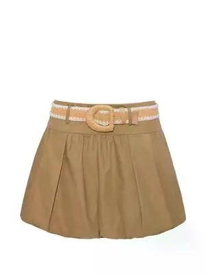 Cara Cara Belted Bubble-hem Shorts - Brown