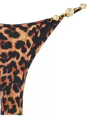 REINA OLGA Splash Leopard-print Embellished Bikini Bottoms