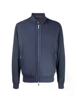 MOORER High-neck Zip-up Jacket - Blue