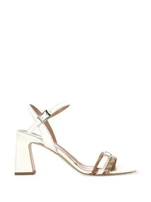 ALVIERO MARTINI 1° CLASSE Geo Map Print Buckle Sandals - White