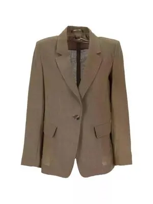 Marella Single-breasted Linen Blazer - Brown