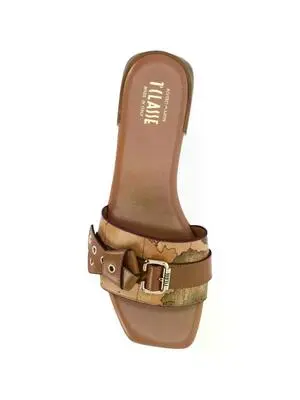 ALVIERO MARTINI 1° CLASSE Geo Map Print Buckle-fastening Sandals