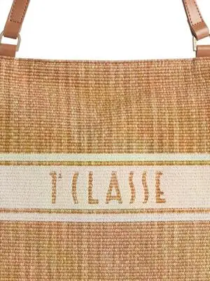 ALVIERO MARTINI 1° CLASSE Alviero Martini 1a Classe Raffia Effect Logo Embroidered Tote Bag