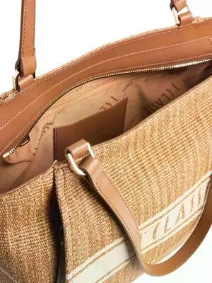 ALVIERO MARTINI 1° CLASSE Alviero Martini 1a Classe Raffia Effect Logo Embroidered Tote Bag