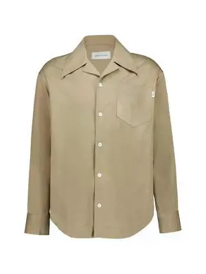 AMI Paris Beige Cotton Camp Collar Shirt