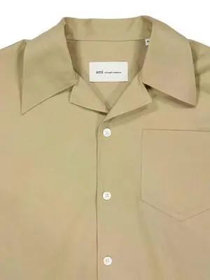 AMI Paris Beige Cotton Camp Collar Shirt