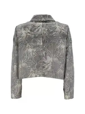 Marella Floral Jacquard Cropped Jacket - Grey