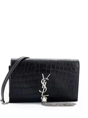 Saint Laurent Monogram Tassel Chain Wallet - Black
