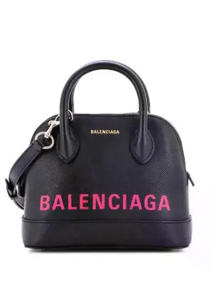 Balenciaga Logo Ville Leather Xxs Crossbody Bag - Black