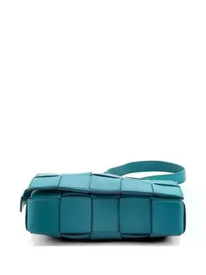 Bottega Veneta Cassette Maxi Intrecciato Leather Crossbody Bag - Blue