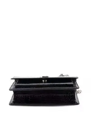 Saint Laurent Sunset Chain Wallet Crocodile Embossed Leather Crossbody Bag