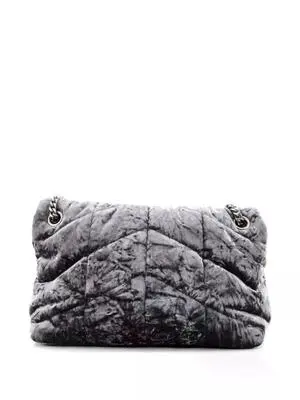 Saint Laurent Loulou Puffer Quilted Velvet Small Shoulder Bag - Grey