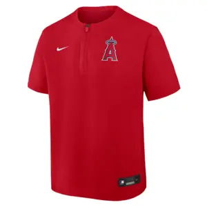 Nike Los Angeles Angels Dri-fit Mlb 1/4-zip Short-sleeve Windshirt - Red