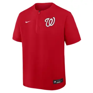 Nike Washington Nationals Dri-fit Mlb 1/4-zip Short-sleeve Windshirt - Red