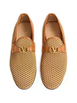 Valentino Garavani Wolfe Loafers In Woven Raffia