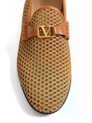 Valentino Garavani Wolfe Loafers In Woven Raffia