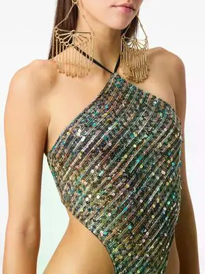 Missoni Sequin Embellished Halterneck Swimsuit - Black
