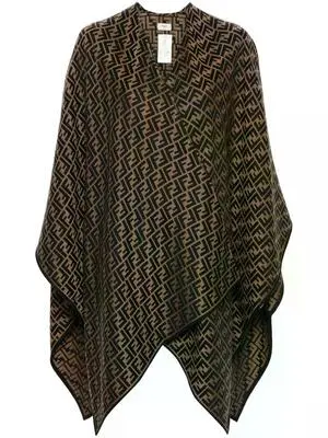 Fendi Ff-jacquard Poncho - Brown