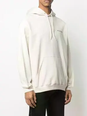 Balenciaga Logo Print Drawstring Hoodie