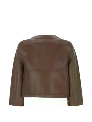THE JACKIE LEATHERS Collarless Leather Jacket