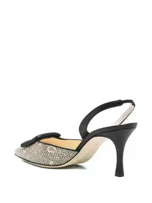 Manolo Blahnik Maysli Lizard-effect Slingback Pumps - Grey
