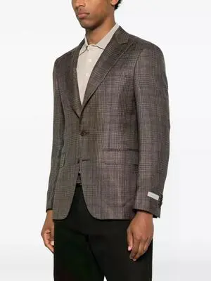 Canali Check-pattern Single-breasted Blazer - Brown