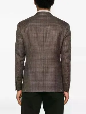 Canali Check-pattern Single-breasted Blazer - Brown