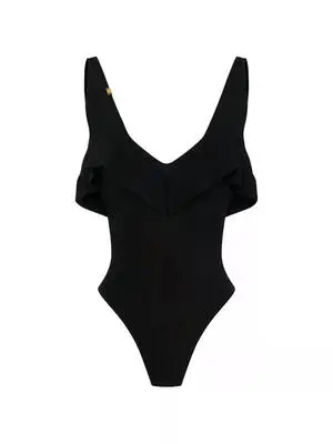 Elisabetta Franchi Milano Stitch Bodysuit With Ruffle Detail - Black