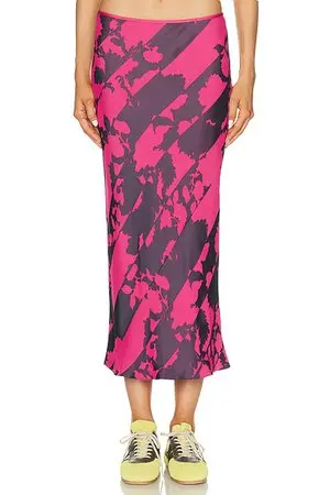 Dries Van Noten Floral Print Satin Midi Skirt