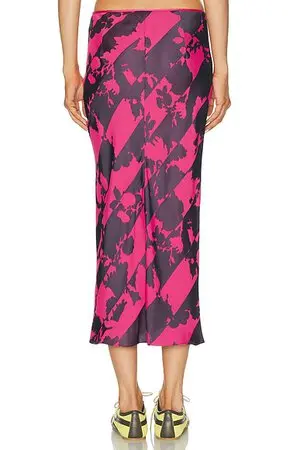 Dries Van Noten Floral Print Satin Midi Skirt