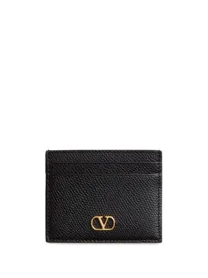Valentino Garavani Vlogo Signature Leather Card Case - Black