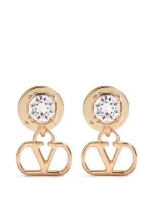 Valentino Garavani Vlogo Signature Crystal Drop Earrings - Gold