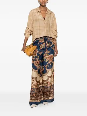 Zimmermann Aster Printed Silk Habutae Trousers - Blue