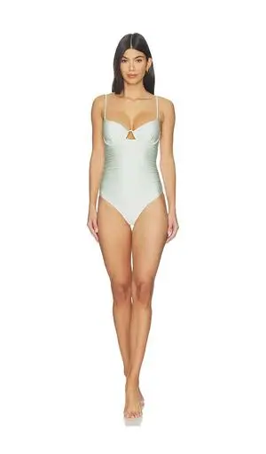 Simkhai Laine Ruched One Piece Swimsuit - Mint