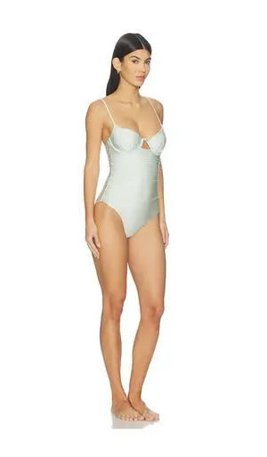 Simkhai Laine Ruched One Piece Swimsuit - Mint