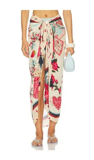 Agua Bendita Marine Cherish Sarong In Beige,red - Multicolor