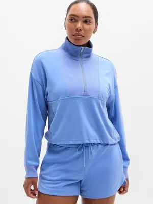 Athleta Seasoft Rib 1/4 Zip Popover - Waterfall