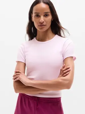 Athleta Signature Rib Crop Tee - Ballet