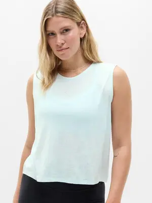 Athleta Getaway Linen Blend Muscle Tank - Sky