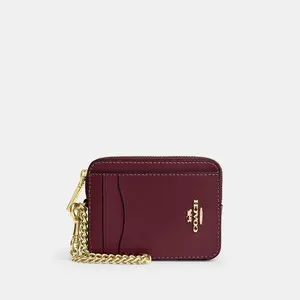 COACH OUTLET Zip Card Case Gold/dark Cherry