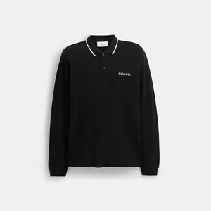 COACH OUTLET Signature Trim Long Sleeve Polo In Regenerative Cotton