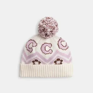 COACH OUTLET Coach Fair Isle Print Knit Beanie - Chalk