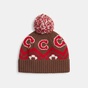 COACH OUTLET COACH Fair Isle Print Knit Beanie Sable