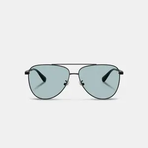 COACH OUTLET Coach C Hardware Metal Pilot Sunglasses - Black/blue