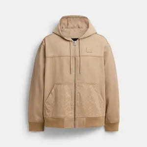 COACH OUTLET Coach Denim Hooded Zip Jacket - Khaki
