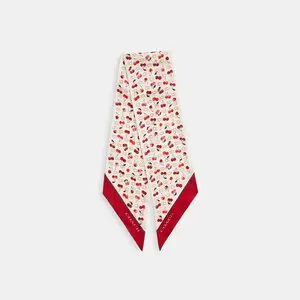 COACH OUTLET Sculpted C Cherries Print Silk Wide Skinny Scarf