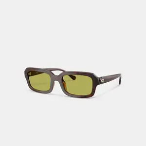 COACH OUTLET Coach C Heart Narrow Square Sunglasses - Dark Tortoise